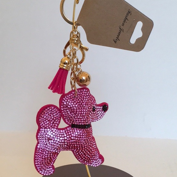 Accessories | Precious Pink Rhinestone Poodle Keychain Nwt | Poshmark